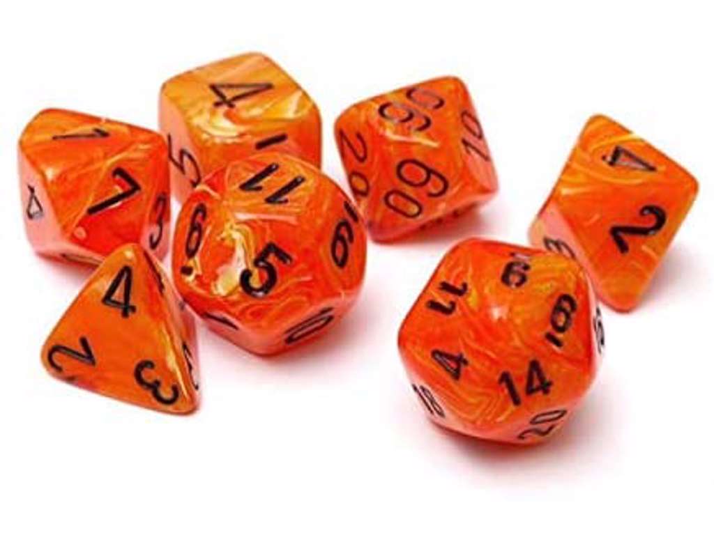 Køb Chessex 7-pak terninger til rollespil i Vortex orange/black ...