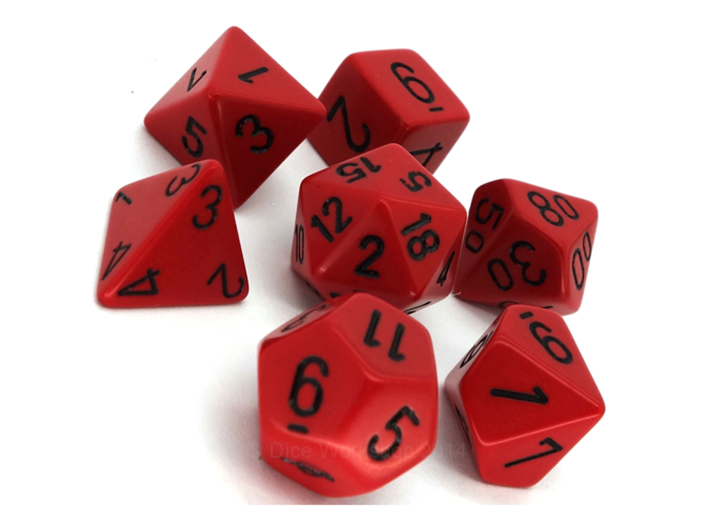 Køb Chessex 7-pak terninger til rollespil i rød med sorte tal hos ...